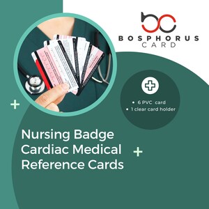 Nursing Badge Cardiac Medical Reference Cards, 6 Pcs ( Blood Type ...