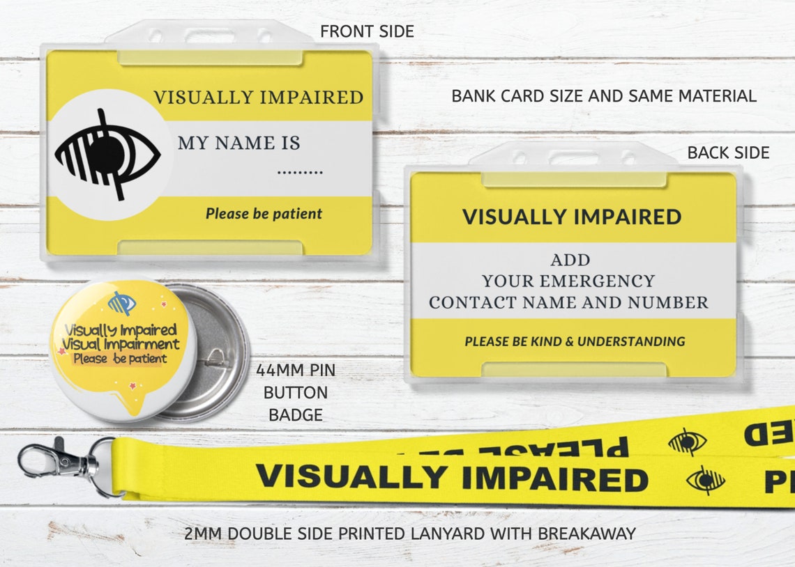 Visually Impaired Awareness ID Card With Breakaway Lanyard | Etsy