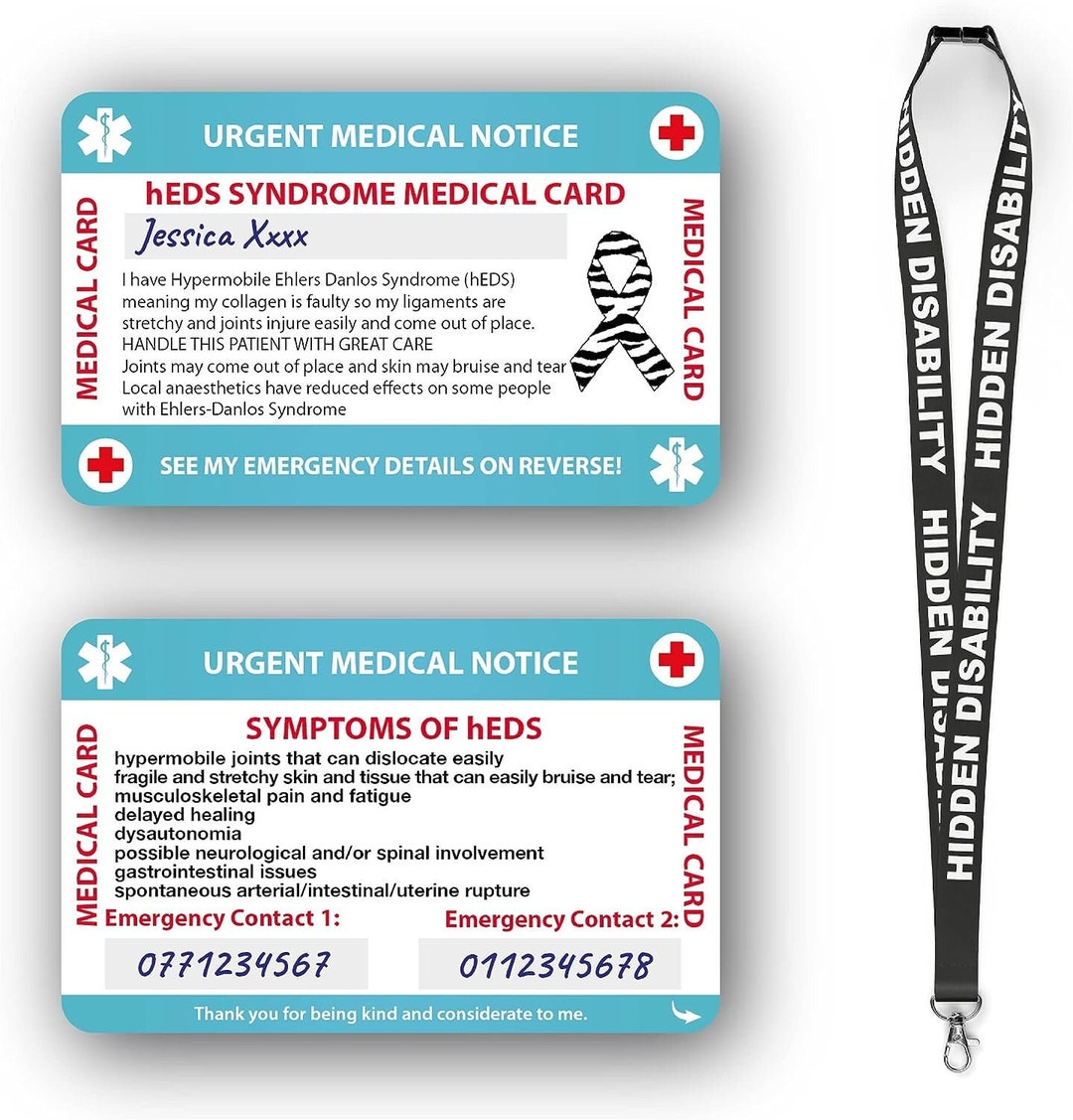 Heds Medical Card With Writable Panel for Emergency Contact Details and ...