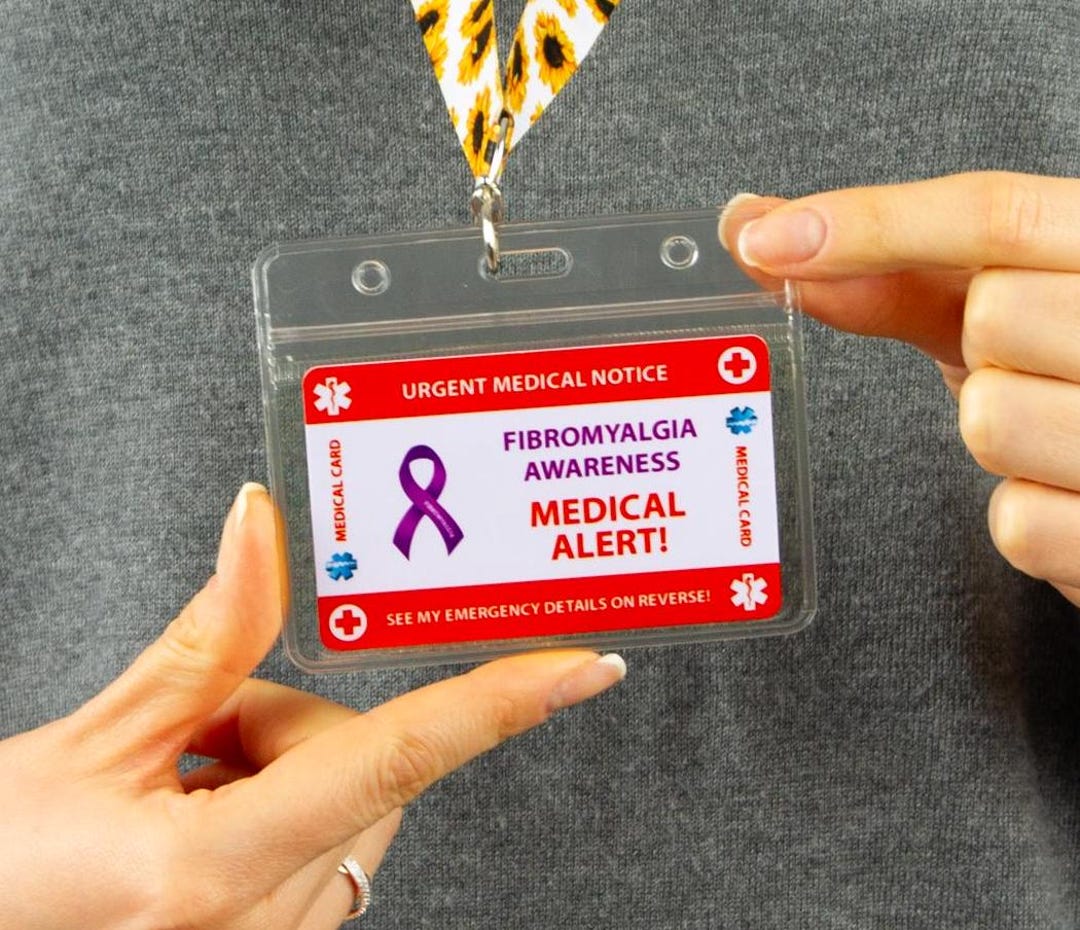 Fibromyalgia Awareness Emergency Wallet Card - I.C.E Card ID ...