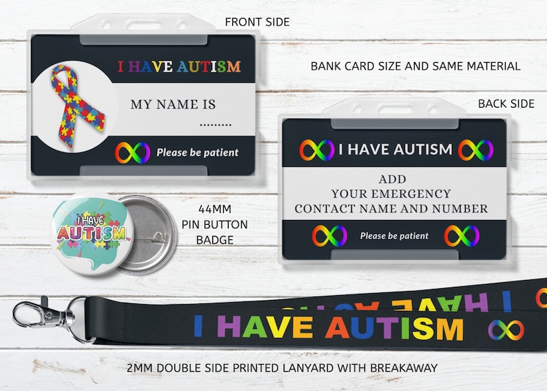 I Have Autism Awareness ID Card With Breakaway Lanyard | Etsy