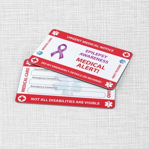 Epilepsy Emergency Wallet Card - I.C.E Card ID - Epilepsy Medical Card ...
