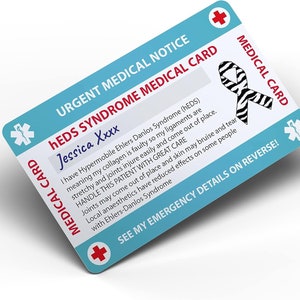 Hypermobile Ehlers Danlos Syndrome (heds) Medical Card, Heds Card With ...