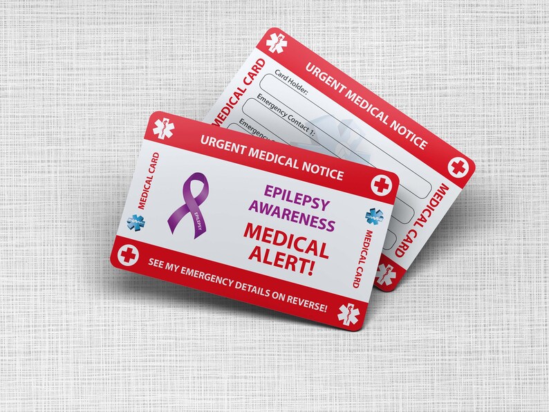 Epilepsy Emergency Wallet Card I.C.E Card ID Epilepsy - Etsy UK