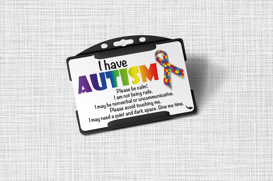 Autism Awareness Medical Card Personalised Disability | Etsy
