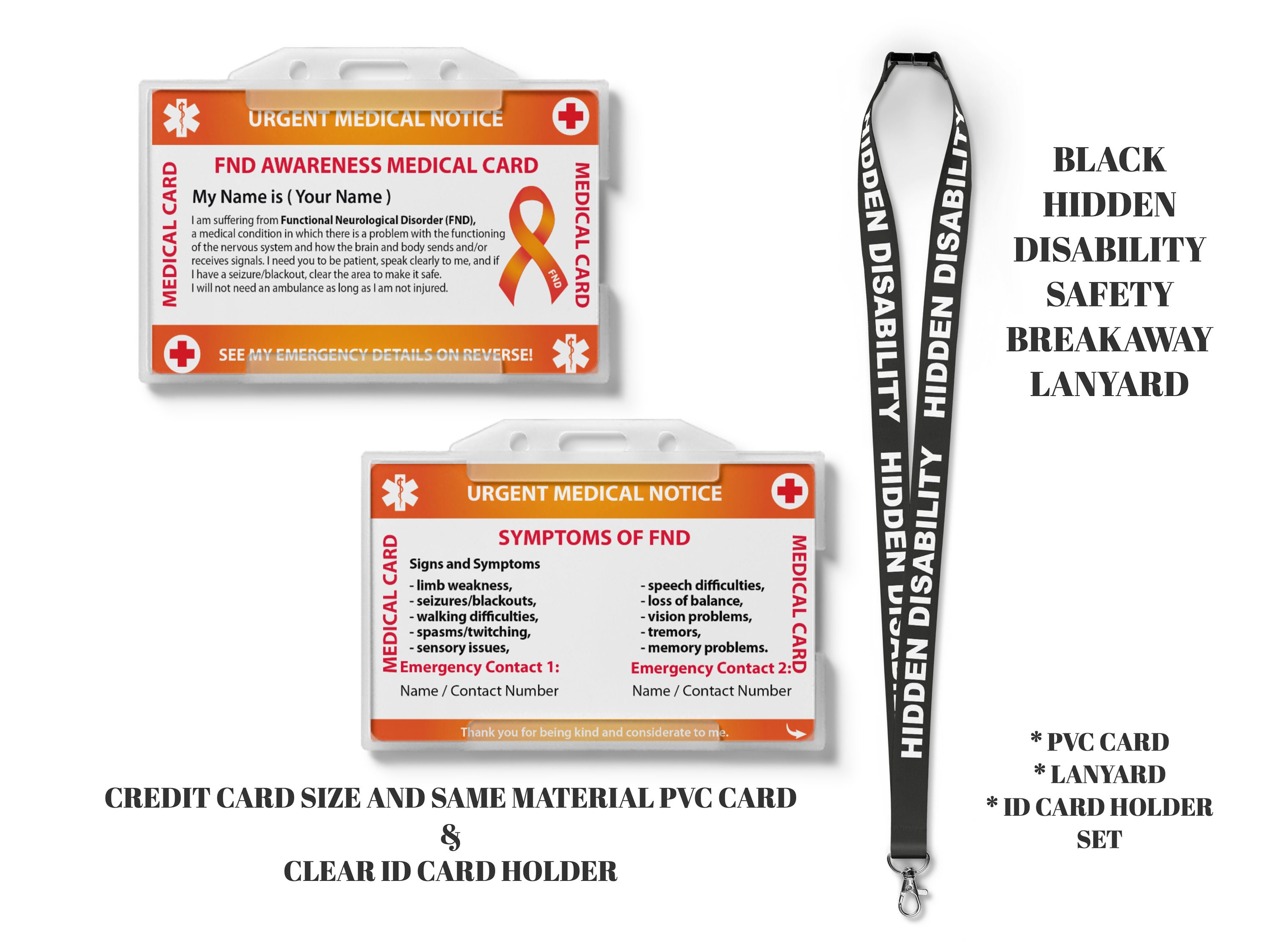 FND Awareness Emergency Medical ID Card Lanyard Keytag - Etsy UK
