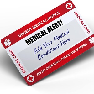 Medical Alert Card With Patterned Lanyard, Emergency Contact Info - Etsy
