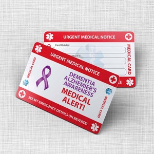 Dementia Alzheimer's Disease Emergency Wallet Card- I.C.E Card ID ...