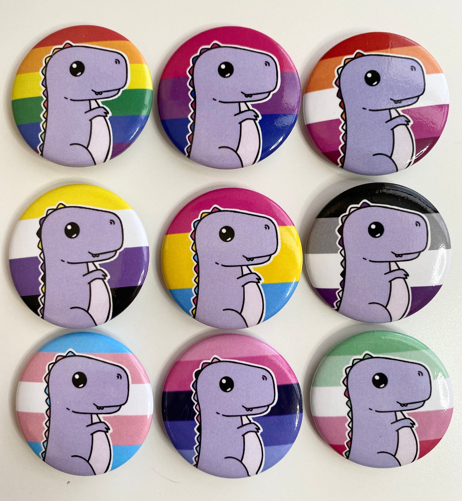 Dinosaur Pride Button Pins Pride Dino LGBTQ Pride Pins | Etsy