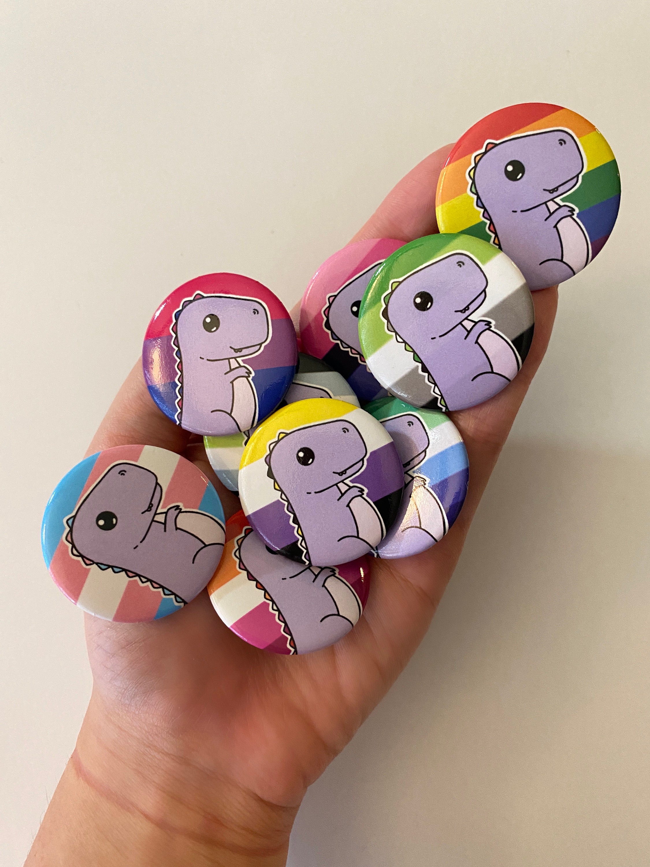 Dinosaur Pride Button Pins Pride Dino LGBTQ Pride Pins | Etsy