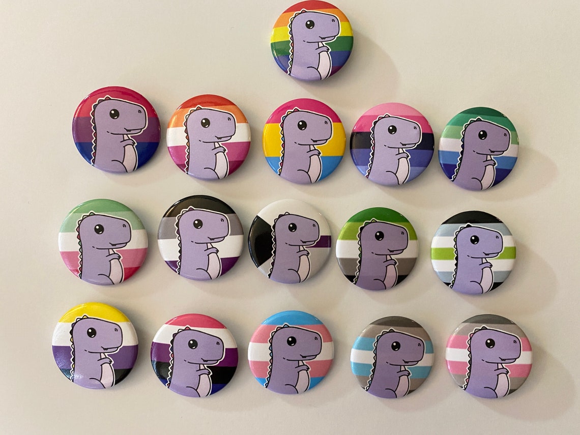 Dinosaur Pride Button Pins Pride Dino LGBTQ Pride Pins | Etsy