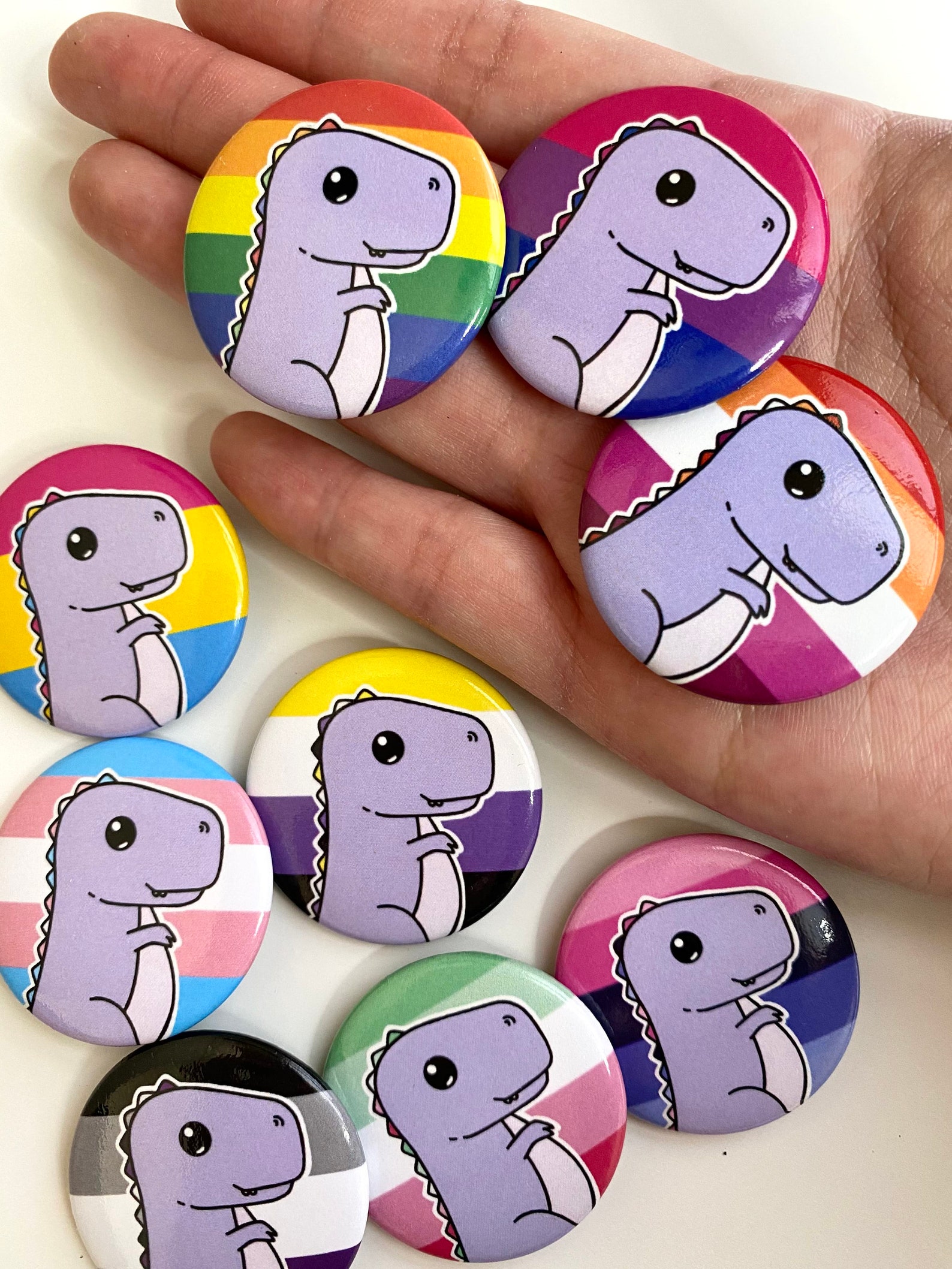 Dinosaur Pride Button Pins Pride Dino LGBTQ Pride Pins | Etsy
