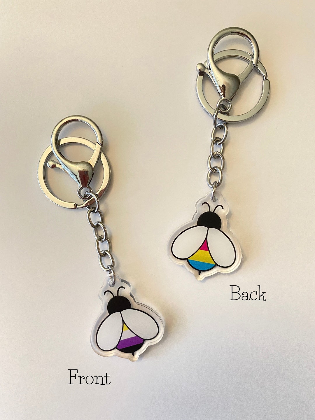 Non-binary Pansexual Double-sided Pride Bee Acrylic Keychain - Etsy