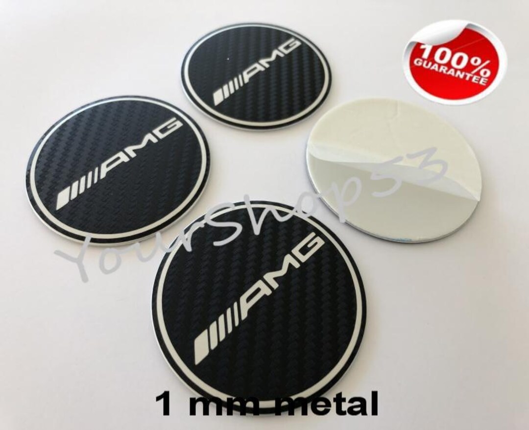 Metal Stickers - Car Wheel Center Cap Sticker - Set of 4 - FIT - AMG 4 ...