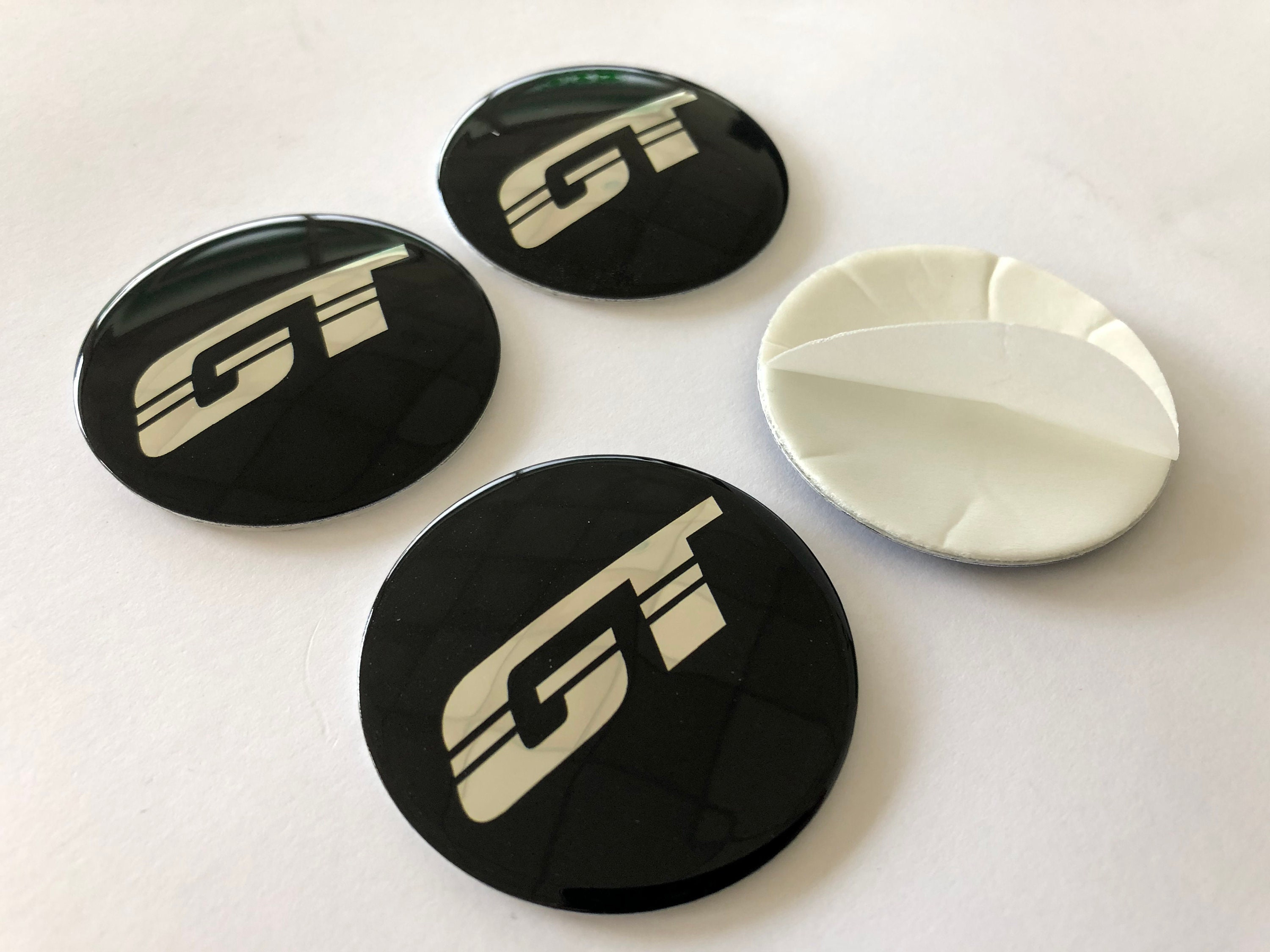 Metal Stickers car wheel center cap stikers set of 4 GT | Etsy