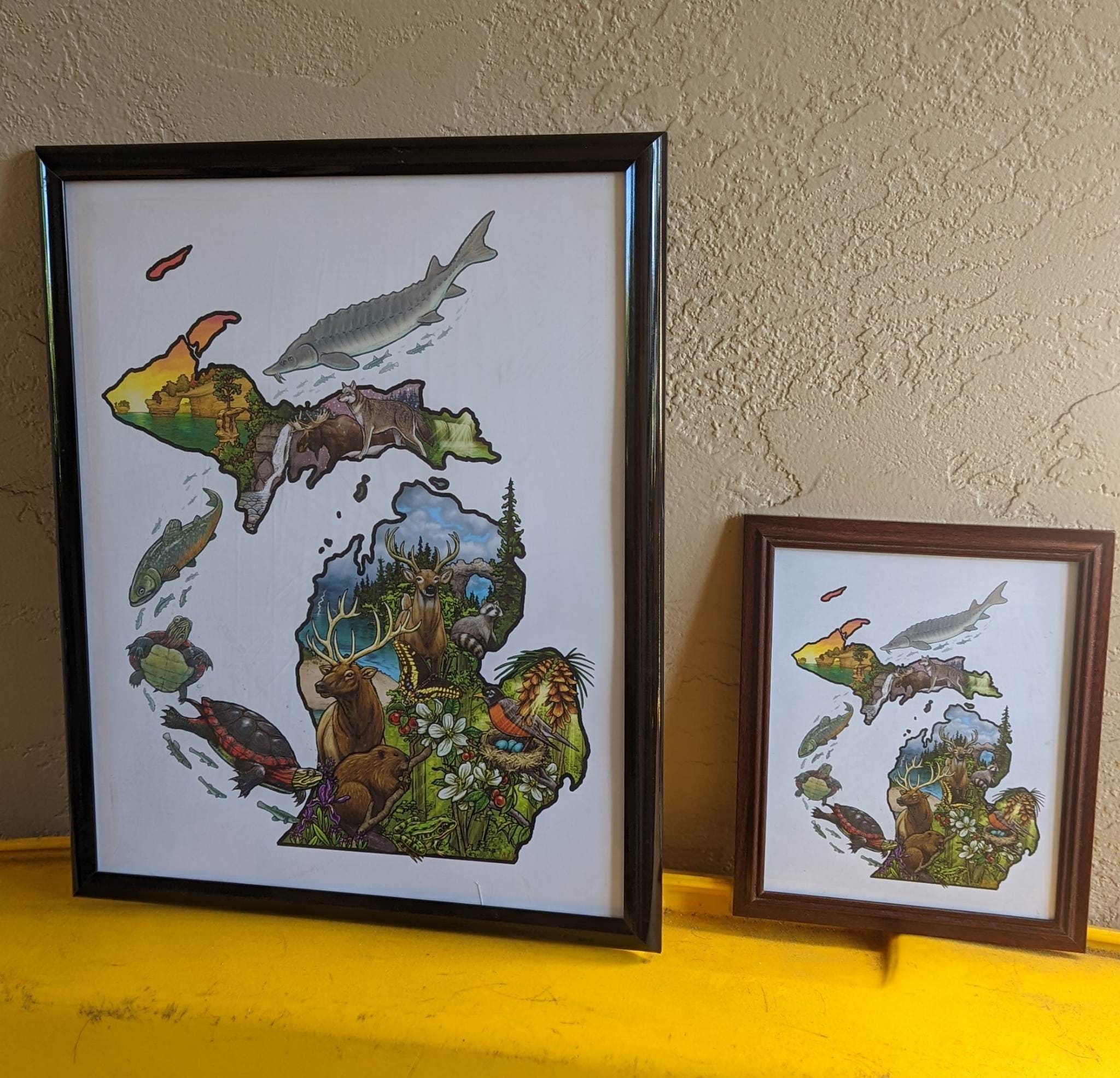 Michigan Illustrated Nature Map - Etsy