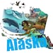 Alaska Nature Illustration Map - Etsy