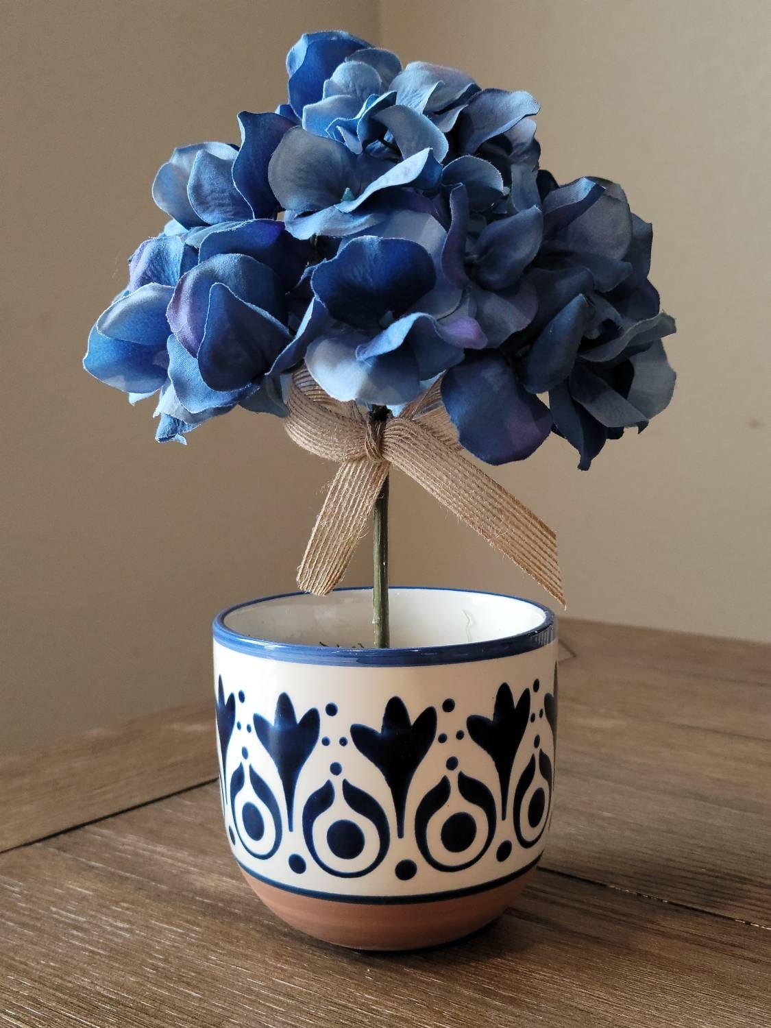 Blue Silk Hydrangea Rustic Pottery Artistic | Etsy