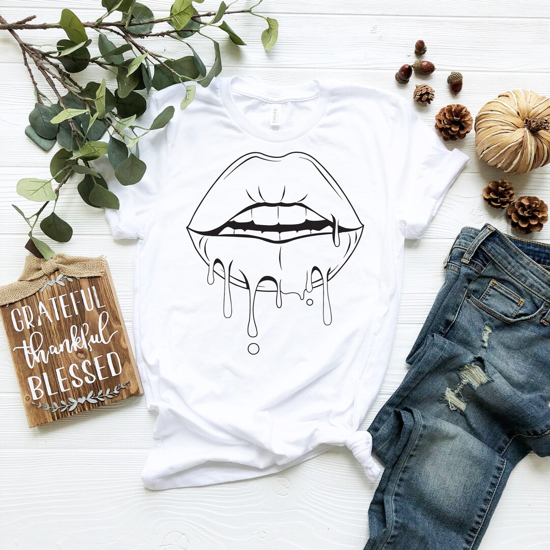 Dripping Lips Shirt, Bleeding Lips, Big Lips With Teeth, Sexy Lips ...