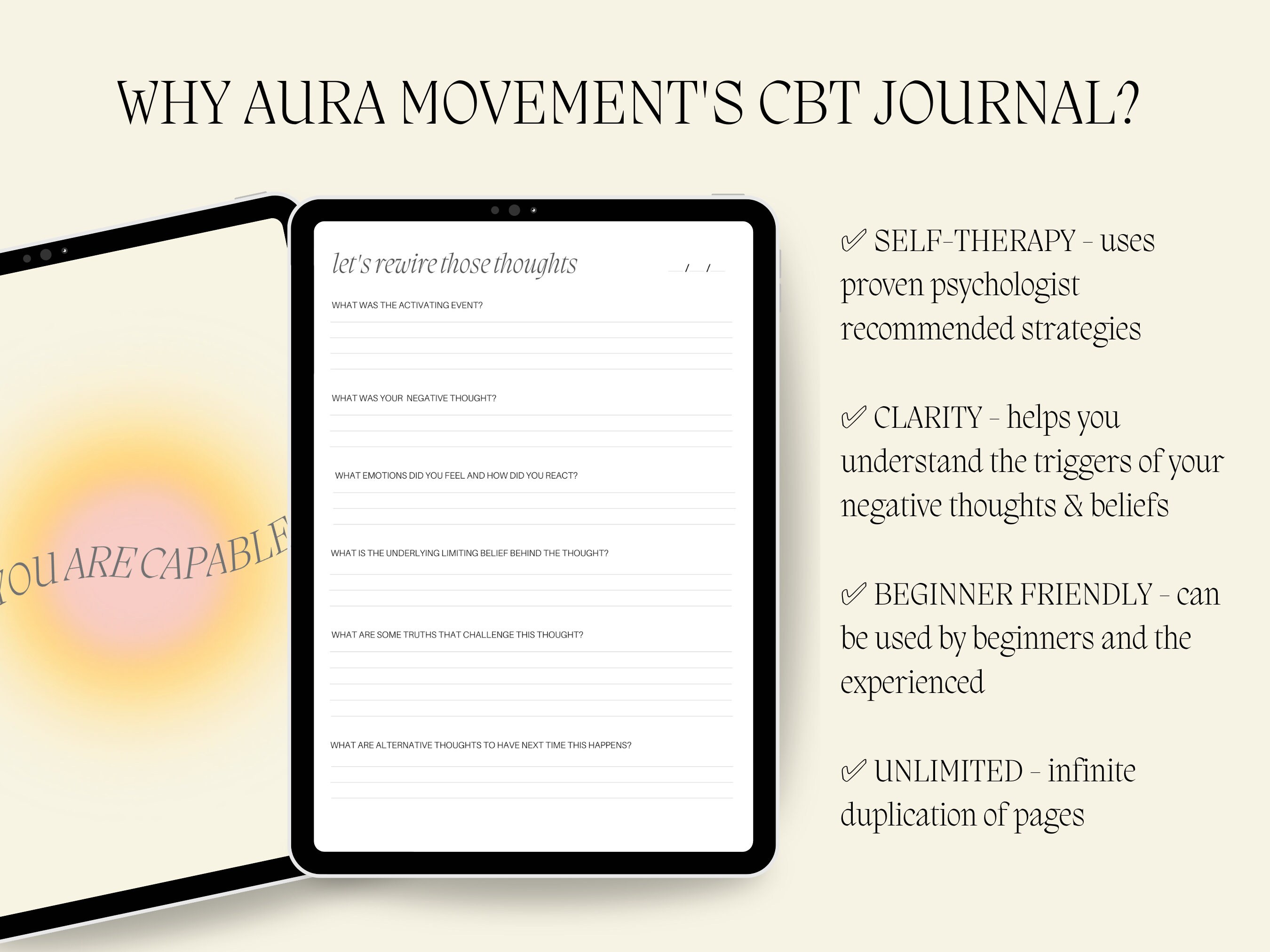 Cognitive Behavioural Therapy CBT Journal, Negative Thought Challenging ...