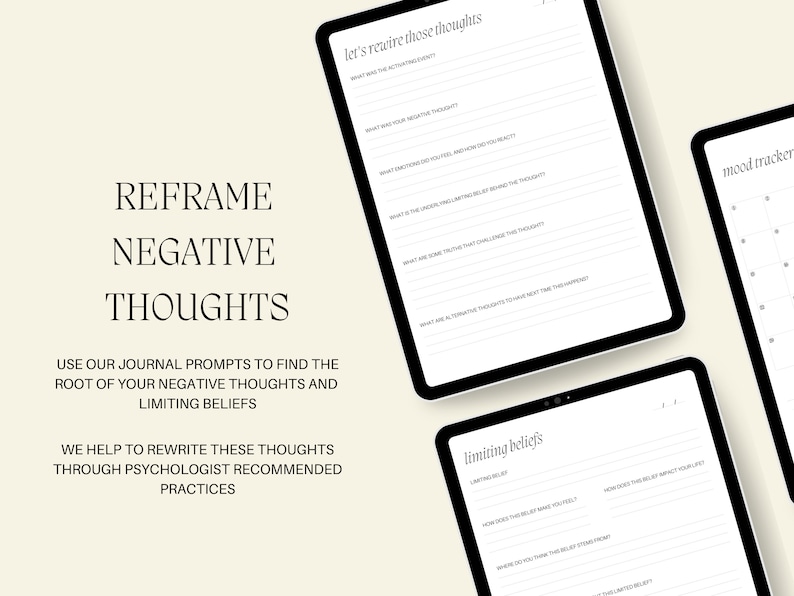 Cognitive Behavioural Therapy CBT Journal, Negative Thought Challenging ...