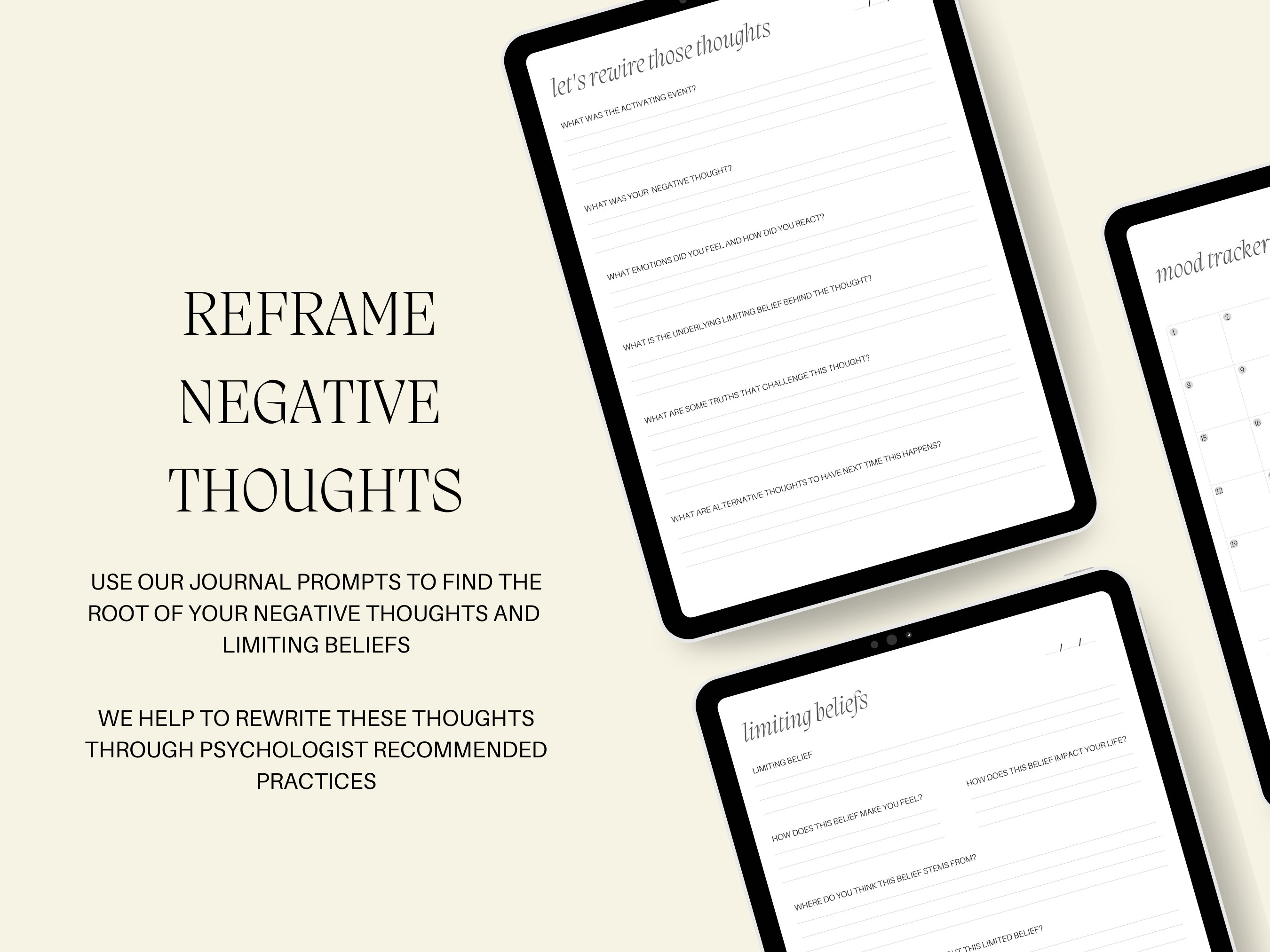 Cognitive Behavioural Therapy (CBT) Journal, Negative Thought ...