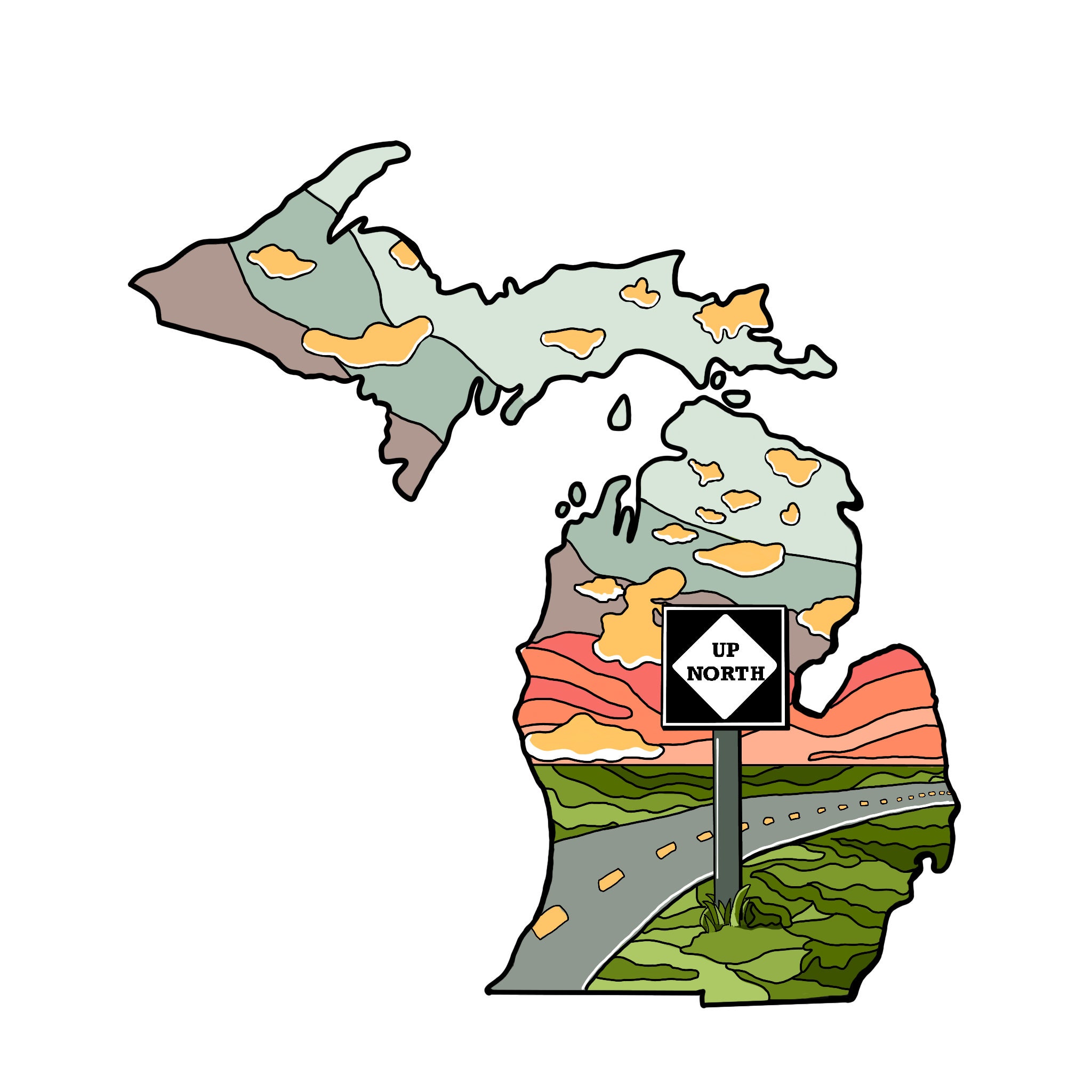 Up North MI Sunset Sticker - Etsy