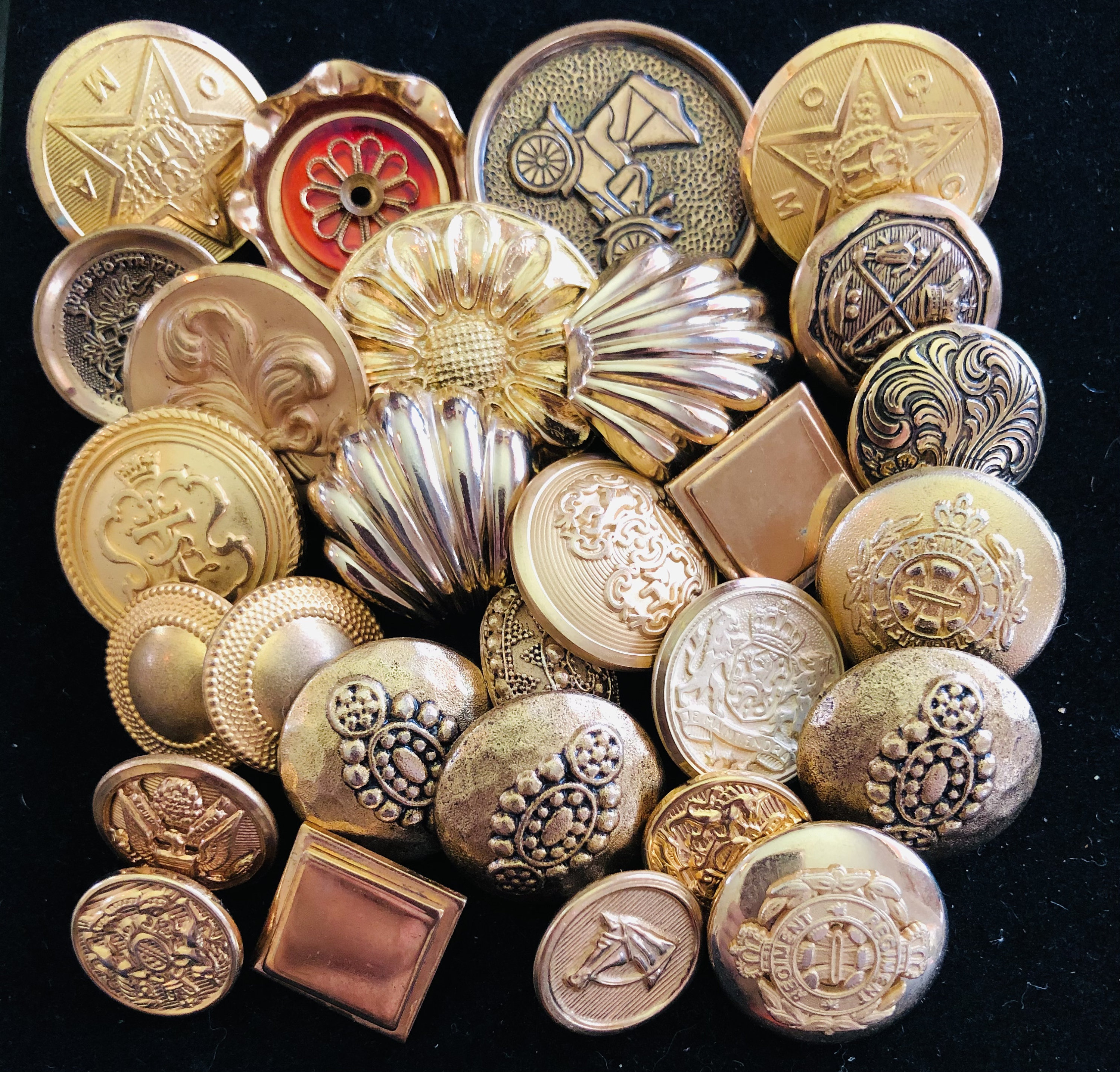 Lote de 28 botones de metal vintage de tono dorado pequeño a | Etsy
