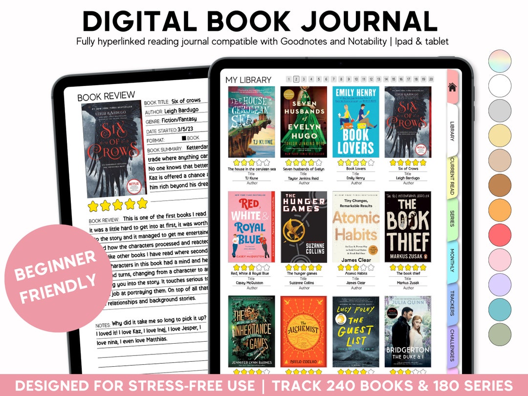 Reading Digital Book Journal Reading Digital Planner and Tracker ...