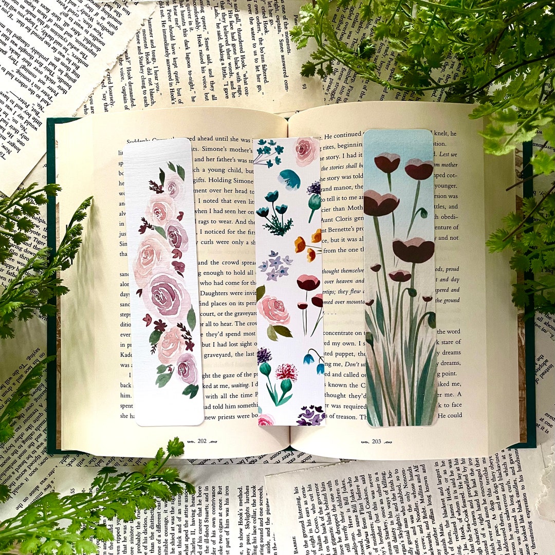 Wildflower Garden Bookmarks Bouquet of Flowers Page Marker Watercolour ...