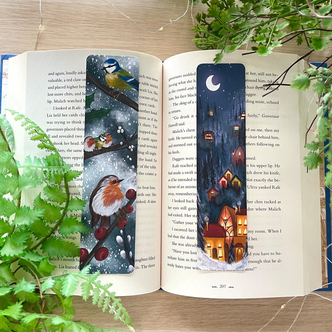 Garden Birds of Ireland Snowy Winter Fantasy Mountain Village Bookmarks ...