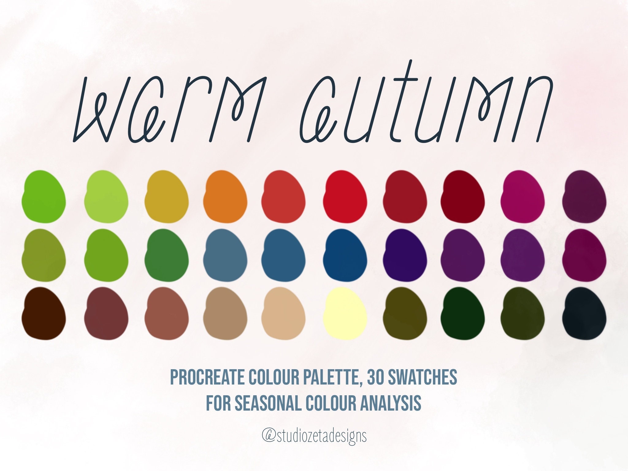 Warm Autumn PROCREATE Color Palette, 30 Swatches, Digital Download ... Warm Autumn PROCREATE Color Palette, 30 Swatches, Digital Download ...