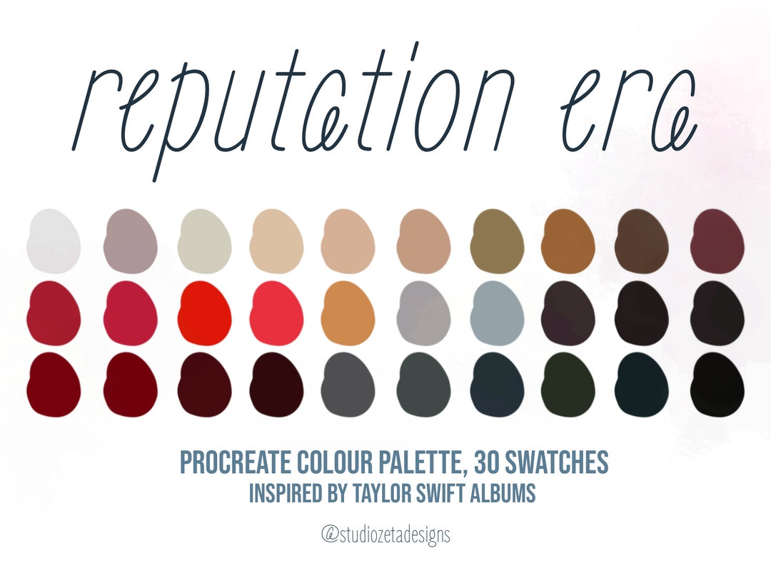 Taylor Swift Reputation Inspired PROCREATE Color Palette, 30 Swatches ...