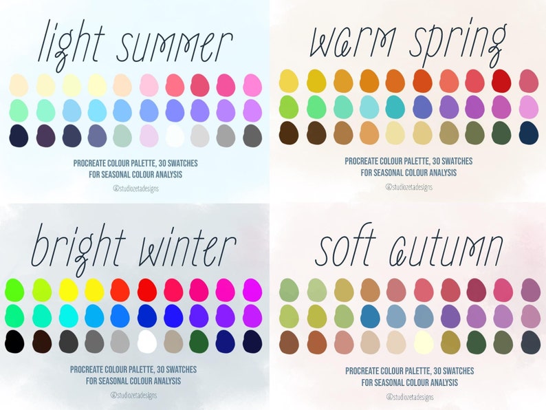 ALL Color Seasons PROCREATE Color Palette, 360 Swatches, Digital ...