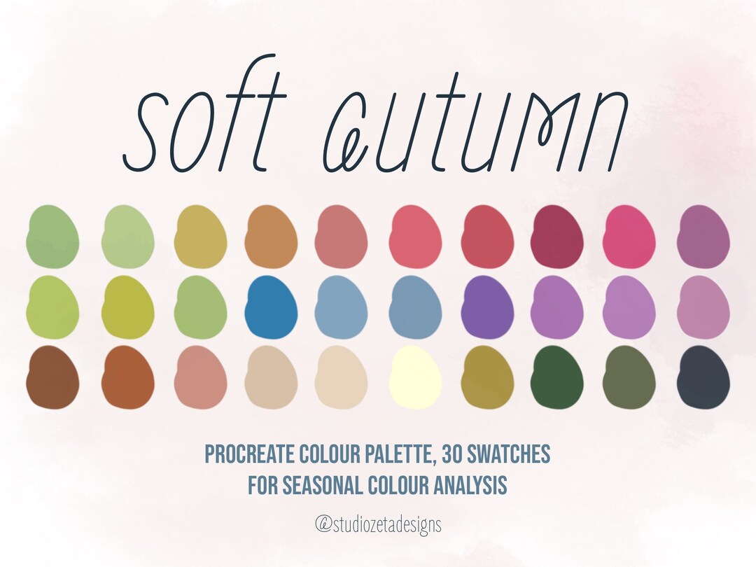 Soft Autumn PROCREATE Color Palette, 30 Swatches, Digital Download ...