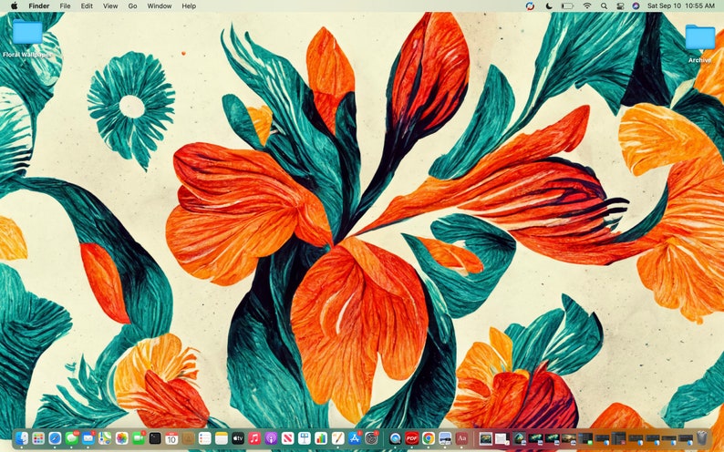 HD Hand Drawn Flowers Variety Pack Laptop Wallpapers (x4) - Instant ...