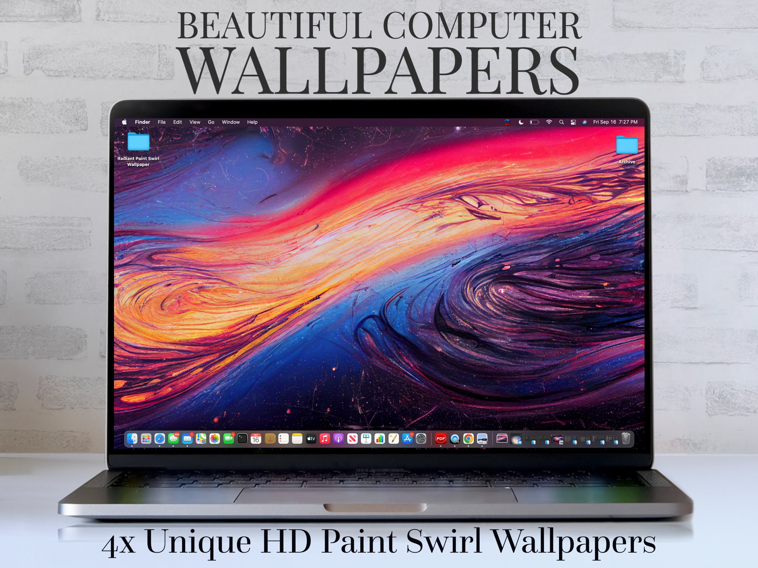 HD Paint Swirl Variety Pack Laptop Wallpapers (x4) - Instant Download ...