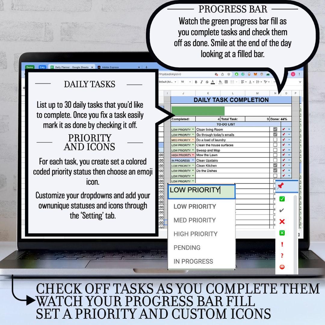 Google Sheets to Do List, Task Tracker, Schedule Template, Activity ...