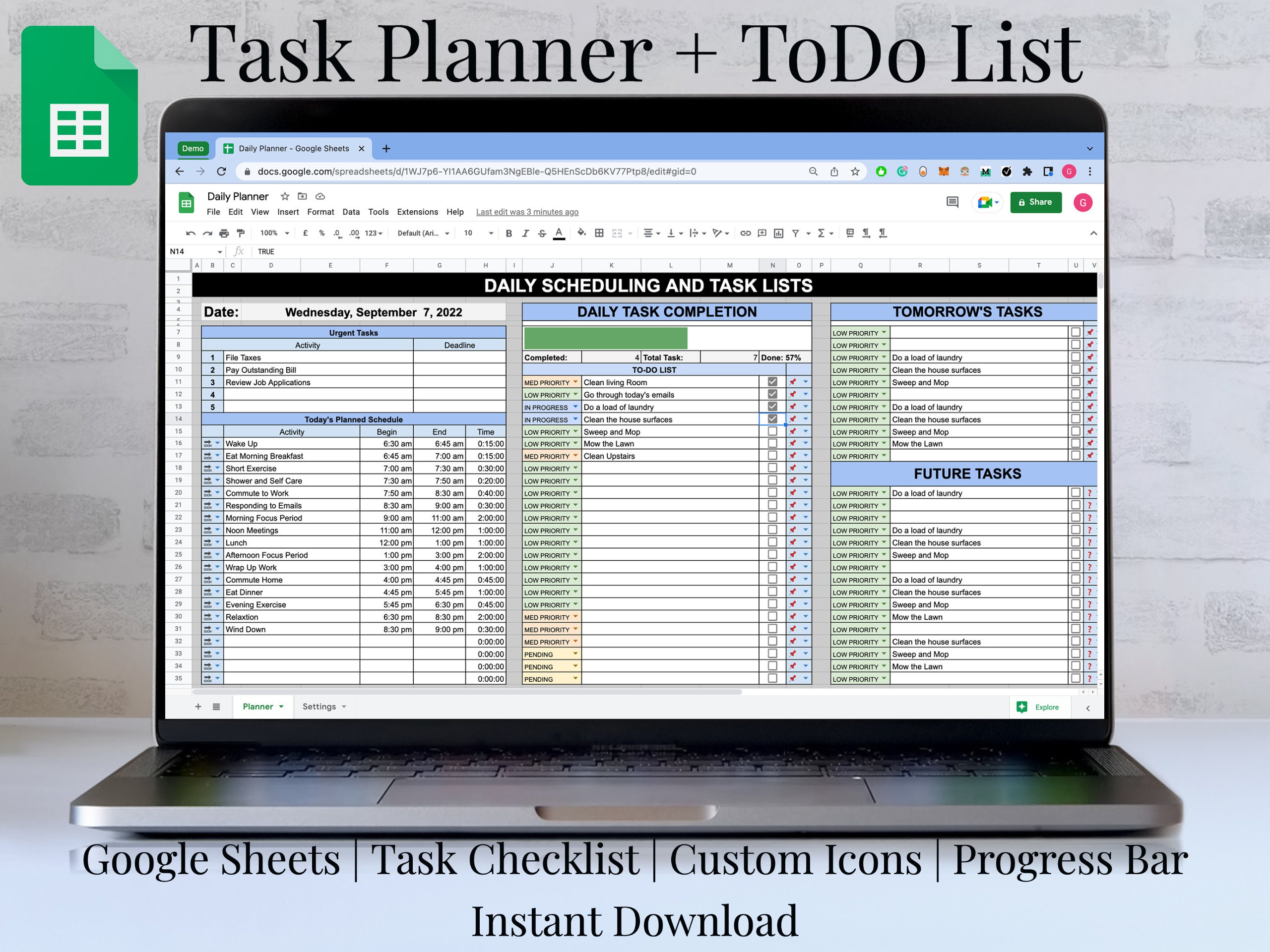 Google Sheets to Do List, Task Tracker, Schedule Template, Activity ...
