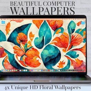 HD Hand Drawn Flowers Variety Pack Laptop Wallpapers (x4) - Instant ...