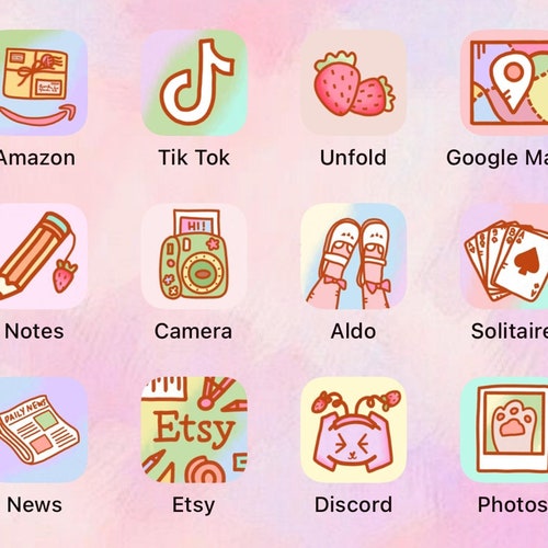 Kawaii Aesthetic Mobile Icons Pack for Android and Iphone - Etsy