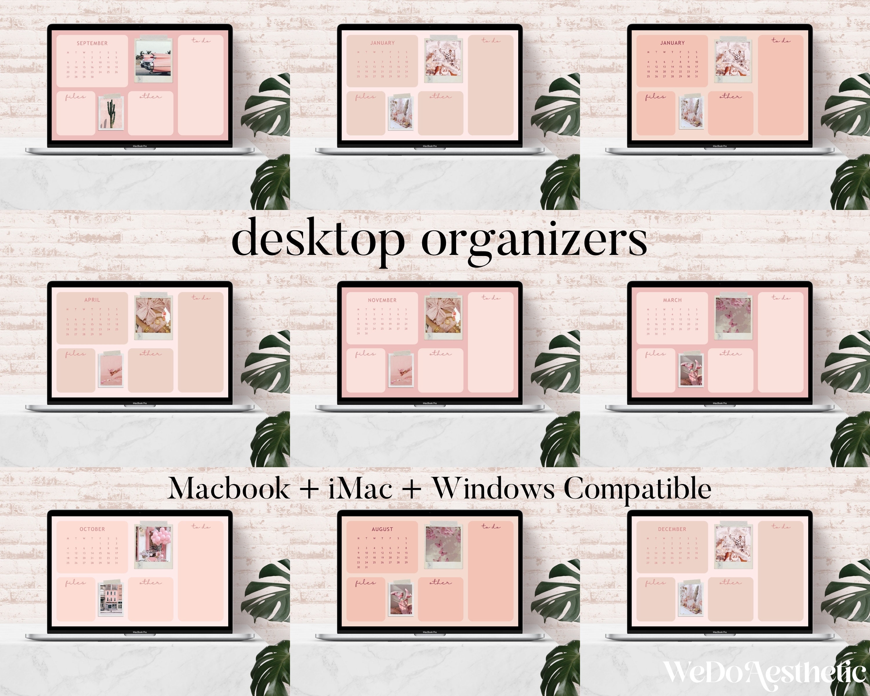 EDITABLE CALENDAR Desktop Wallpaper - Pink Desktop Wallpaper Organizer ...