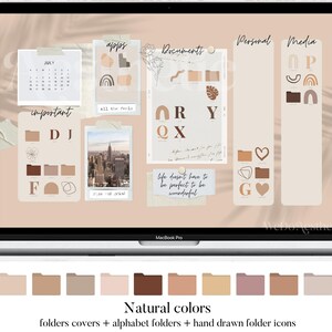 2024-2025 EDITABLE Desktop Wallpaper Organizers + Folder Icons, Natural ...