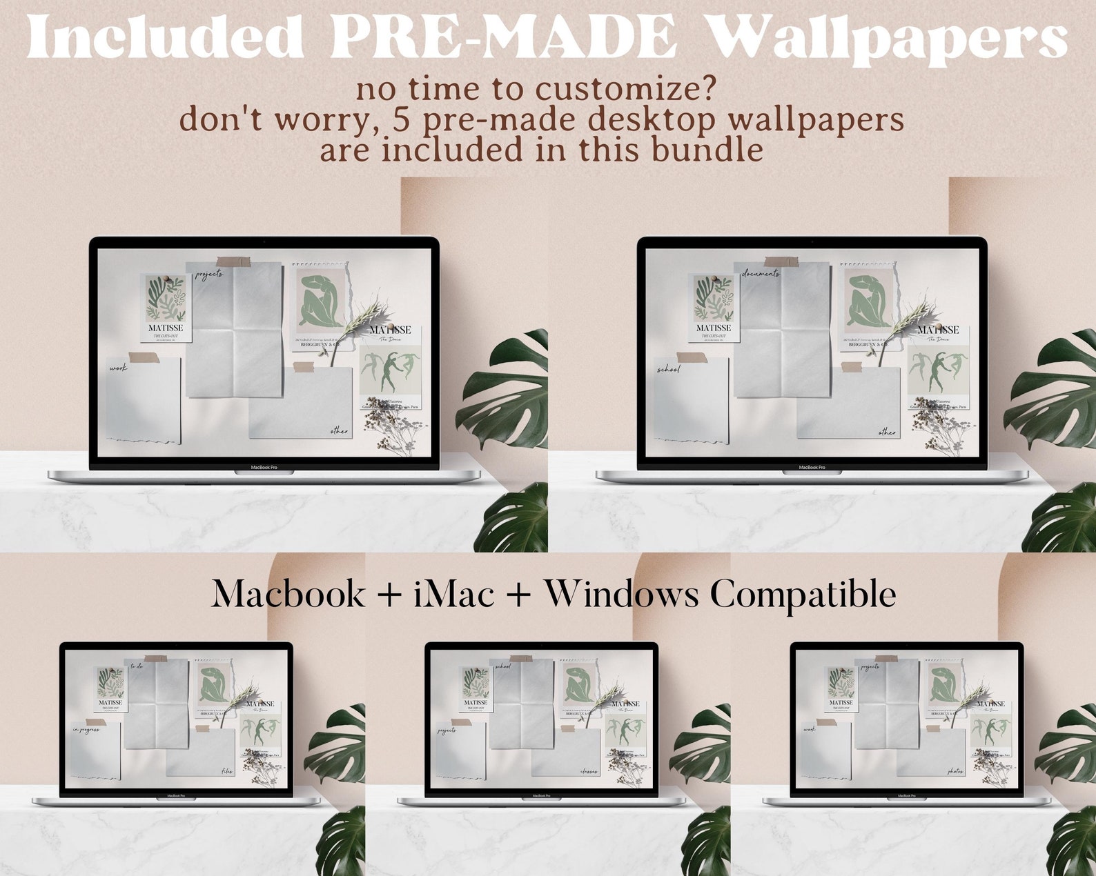 EDITABLE Desktop Organizer Wallpaper Folder Icons Matisse | Etsy