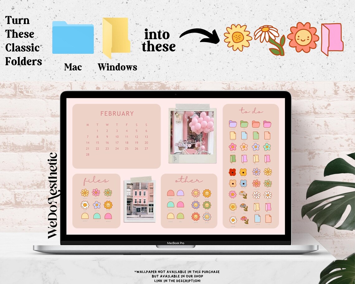 70 Cute Flowers Desktop Folder Icons Mac Windows Folders | Etsy