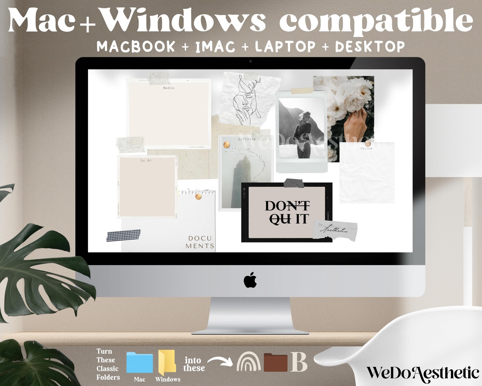 EDITABLE Desktop Organizer Wallpaper Folder Icons Aesthetic | Etsy