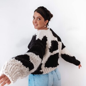 Moo Sweater Knitting Patter, Knitting Pattern, Cow Sweater Knitting ...