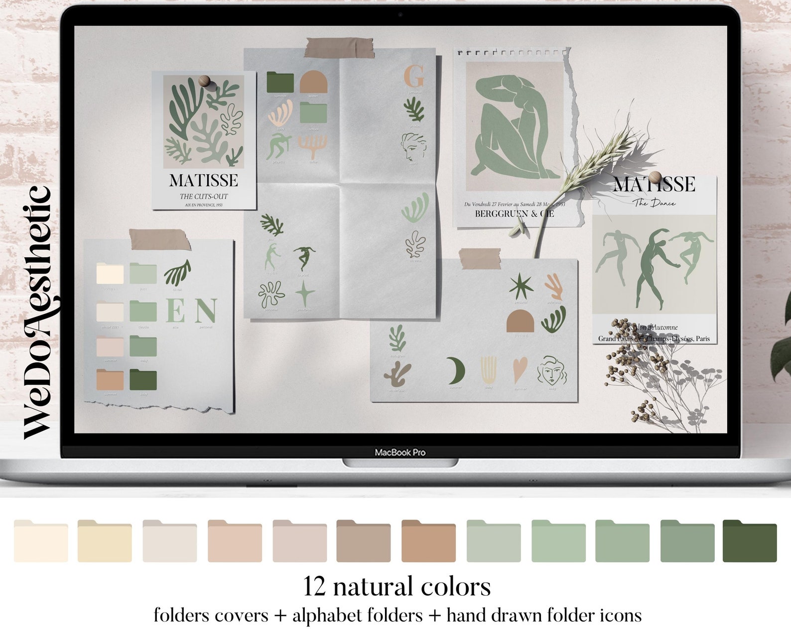 EDITABLE Desktop Organizer Wallpaper Folder Icons Matisse | Etsy