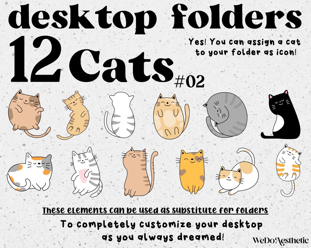 CATS #02 Desktop Folder Icons, Mac + Windows Folder Icons, Mac Natural ...