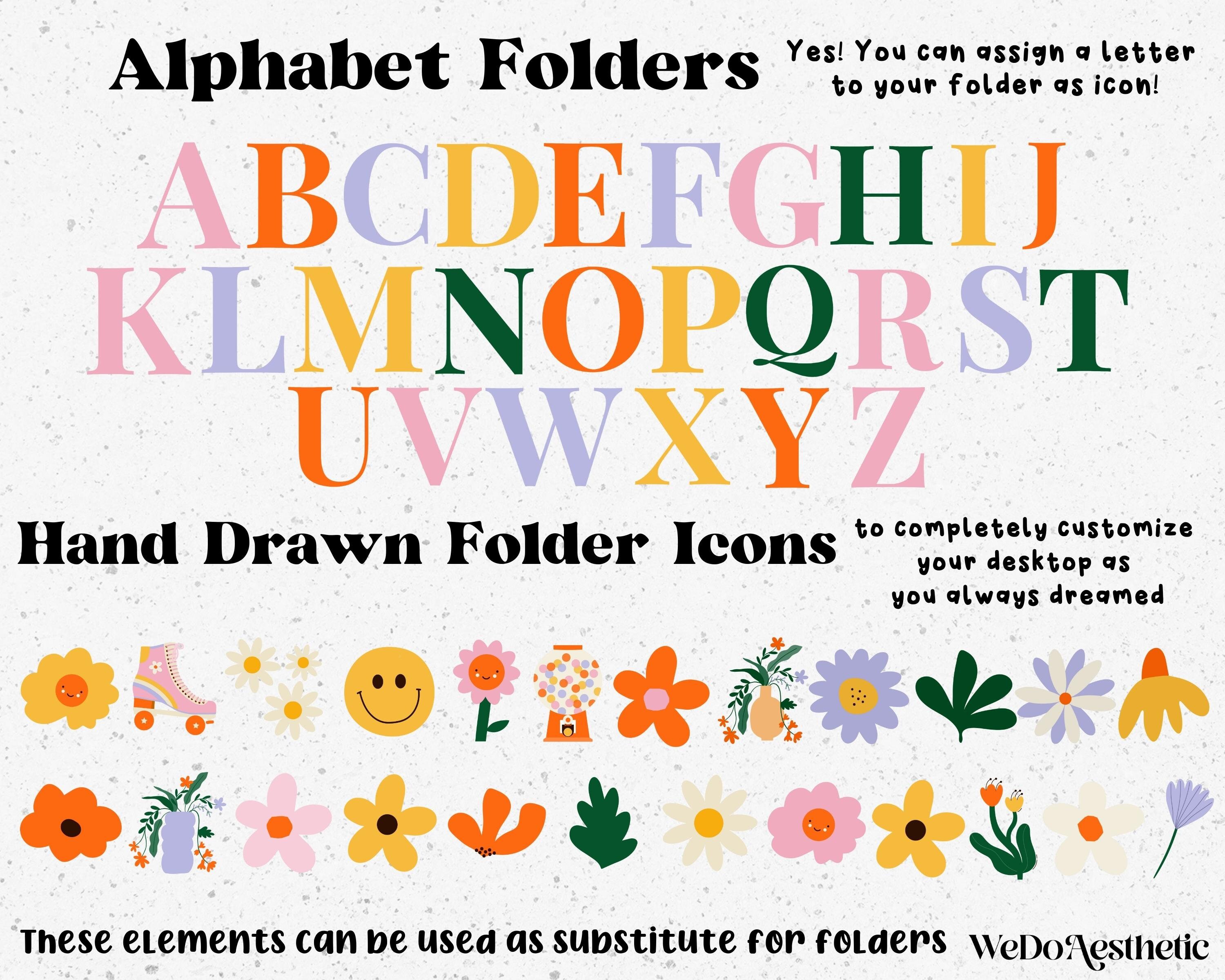 EDITABLE Desktop Organizer Wallpaper + Folder Icons, Pastel Pink ...